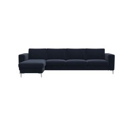 FLEXLUX Ecksofa &raquo;Fiore, super Sitzkomfort durch Kaltschaum im Sitz, L-Form&laquo; breite Armlehnen, F&uuml;&szlig;e Alu blau 100% Polyester