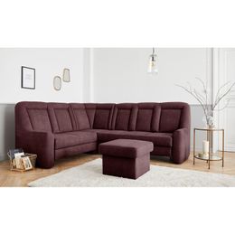 Sit & More SIT&MORE Ecksofa »Melissa L-Form« klassisches Polsterprogramm, wahlweise Bettfunktion und Schubkasten bordeaux