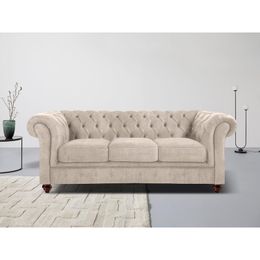 Home Affaire Chesterfield-Sofa »Chesterfield 3-Sitzer B/T/H: 198/89/74 cm« mit hochwertiger Knopfheftung, auch in Leder creme