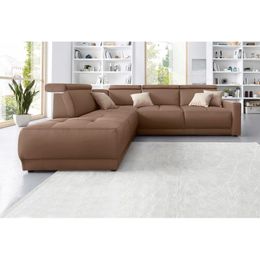 DOMO collection Ecksofa »Ava, moderne Sitzheftung mit toller Doppelnaht, komfortabel, L-Form« mit Ottomane, inkl. Federkern, wahlweise mit...