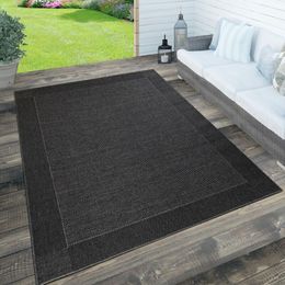 Paco Home Teppich »Waregem 621« rechteckig 4 mm Höhe Flachgewebe, meliert, mit Bordüre, Outdoor geeignet, Wohnzimmer schwarz Obermaterial: 100%...