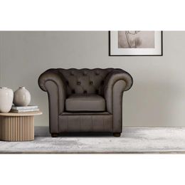 Home Affaire Sessel &raquo;CHARENTE, Chesterfield, Wellenfederung, Ma&szlig;e B/T/H: 105/89/74 cm&laquo; mit edler Knopfheftung und typischen Armlehnen braun 100% 