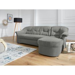 DOMO collection Ecksofa &raquo;Sarafina zeitlos und komfortabel, optional mit Federkern, L-Form&laquo; wahlweise mit Bettfunktion grau Luxus-Microfaser (92% 