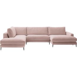 Inosign Wohnlandschaft »Downtown XXL B/T/H: 341/223/84 cm Loungemöbel zum Relaxen« weicher Sitzkomfort, Cord-Bezug, weicher Sitzkomfort U-Form rosé