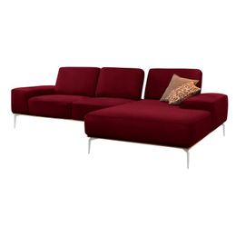 W.Schillig Ecksofa »run, Designsofa mit tollem Sitzkomfort, L-Form« mit elegantem Holzsockel, Füße in Chrom glänzend, Breite 279 cm merlot W82