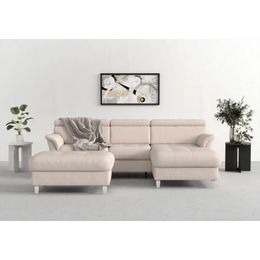 Sit & More SIT&MORE Ecksofa »Marano L-Form« inklusive Kopfteilverstellung, wahlweise mit Bettfunktion, Bettkasten creme