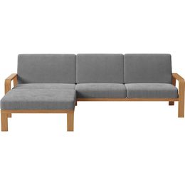 Sit & More SIT&MORE Ecksofa »Kolding L-Form« Armlehnen aus eichefarbigem Buchenholz, verschiedene Bezüge und Farben grey
