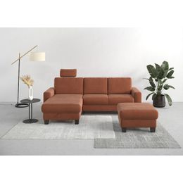 Home Affaire Ecksofa »Summer L-Form« mit Recamiere, mit oder ohne Bettfunktion und Bettkasten, Cord-Bezug kupfer