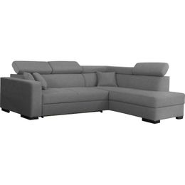 Home Affaire Ecksofa &raquo;Tulio L-Form&laquo; wahlweise mit Bettfunktion und Bettkasten, incl. 3 Zierkissen grau Struktur fein (100% Polyester);Struktur (100% 