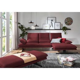 W.Schillig Ecksofa »broadway, Designsofa mit tollem Sitzkomfort« Sitztiefenverstellung, Kopfteil- & Seitenteilverstellung, Breite 291cm burgundy Z69
