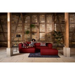 W.Schillig Ecksofa »around-the-block, modern und elegant, bequem, L-Form« mit eleganter Biese, mit Federkern ruby red Z59
