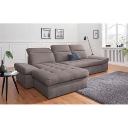 Sit & More sit&more Ecksofa &raquo;Stardust L-Form&laquo; wahlweise mit Bettfunktion und Bettkasten grau Struktur (100% Polyester);Struktur fein (95% Polyester, 5% Polyamid)