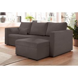 Home Affaire Ecksofa &raquo;Pur L-Form&laquo; wahlweise mit Bettfunktion braun Struktur (100% Polyester);100% Polyester Melrose ;Luxus-Microfaser Nubuk (100% 
