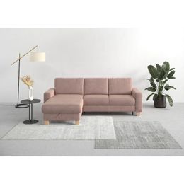 Home Affaire Ecksofa »Summer L-Form« mit Recamiere, mit oder ohne Bettfunktion und Bettkasten, Cord-Bezug altrosa