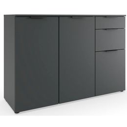 wimex Kombikommode &raquo;Level by fresh to go&laquo; 3-t&uuml;rig mit 2 Schubladen, soft-close Funktion, 122 cm breit, 84cm hoch grau Spanplatte