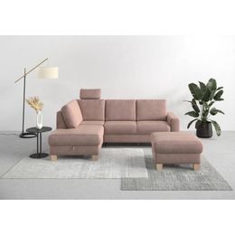 Home Affaire Ecksofa »Summer L-Form« mit Ottomane, wahlweise mit Bettfunktion und Bettkasten, Cord-Bezug altrosa