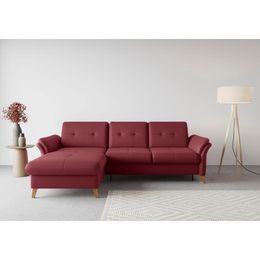 Sit & More SIT&MORE Ecksofa »Göteborg« Sitztiefenverstellung und Federkern, wahlweise mit Bettfunktion bordeaux