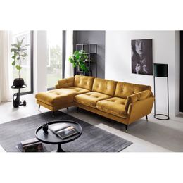 TRENDS BY HG Ecksofa »Amira L-Form« mit Strasssteinen und goldfarben Applikationen mustard