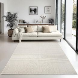 the carpet Teppich &raquo;Mirella&laquo; rechteckig 6 mm H&ouml;he Wohnzimmer Teppich strukturierte Webart Hand-Made Look Creme Obermaterial: 100% Polypropylen B :...