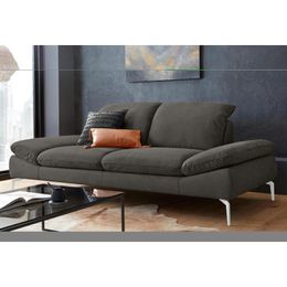 W.Schillig 2,5-Sitzer &raquo;enjoy&MORE&laquo; mit Sitztiefenverstellung, F&uuml;&szlig;e Chrom gl&auml;nzend, Breite 232 cm grau Chenille-Flachgewebe R66 (85% Polyester, 15% 