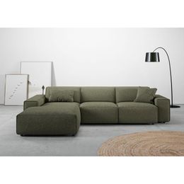 Andas Ecksofa »Glimminge auch in Breitcord, Feincord, Bouclé + Easy care-Bezug« L-Form, Breite 294, Zierkissen grün