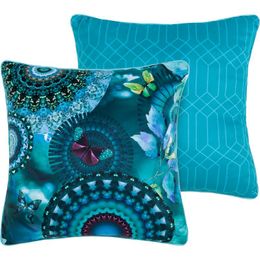 HIP Dekokissen &raquo;Luciano&laquo; Mit F&uuml;llung, 1 St&uuml;ck, Mit Biese, 30x60, Wendeoptik, Sehr Weich, Petrol petrol/blau + bedruckt Obermaterial: 100%...