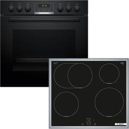 Bosch Induktions Herd-Set »HND615LS67« mit Backwagen Hydrolyse Backwagen mit ausziehbarer Tür für bequemes Kochen & Backen Schwarz LCD-Display...