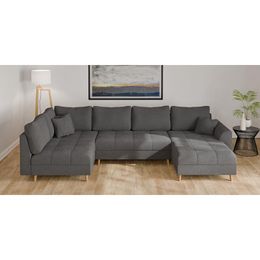 Home Affaire Wohnlandschaft &raquo;CHARRE U-Form mit Ottomane, Ma&szlig;e B/T/H: 310/161/81 cm&laquo; feine Steppung, lose R&uuml;cken- und Zierkissen, auch in Cord und 