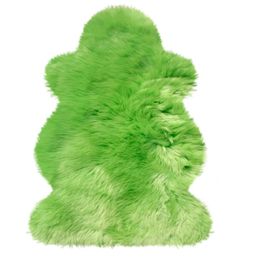 Theko Fellteppich &raquo;Shaun&laquo; fellf&ouml;rmig 70 mm H&ouml;he echtes Lammfell, ideal im Wohnzimmer & Schlafzimmer gr&uuml;n Obermaterial: 100% Schaffell B : 68 cm 1...