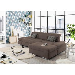 set one by Musterring Ecksofa &raquo;SO4100 V&laquo; mit verstellbaren Kopfteilen, wahlweise mit Funktionen, Cord-Bezug grau