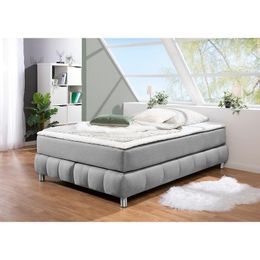Andas Boxspringbett »Salo« Ohne Kopfteil, inkl. Topper, auch in Überlänge 220 cm grau