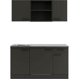 Optifit Pantryk&uuml;che &raquo;Palma&laquo; Breite 150 cm, wahlweise mit Unterbauk&uuml;hlschrank oder Kochfeld K&uuml;che: grau + Front: anthrazit + Korpus: anthrazit +...
