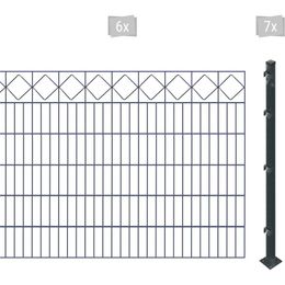 Arvotec Doppelstabmattenzaun &raquo;ESSENTIAL 120 zum Aufschrauben "Karo" mit Zierleiste&laquo; Zaunh&ouml;he 120 cm, Zaunl&auml;nge 2 - 60 m grau Kunststoff, Stahl