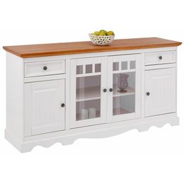 Home Affaire Sideboard »Melissa« Kommode, Breite 169 cm weiß/honigfarben FSC -zertifiziertes massives Kiefernholz