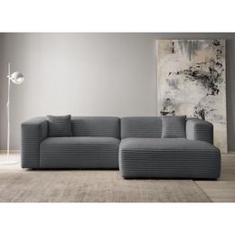 Andas Ecksofa »BAKELS, L-Form in Cord oder Boucle-Stoff, moderne Couch« wahlweise Recamiere rechts/links, bequemer Sitzkomfort anthrazit