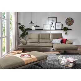 W.Schillig Ecksofa »broadway, Designsofa mit tollem Sitzkomfort« Sitztiefenverstellung, Kopfteil- & Seitenteilverstellung, Breite 291cm pepper S22