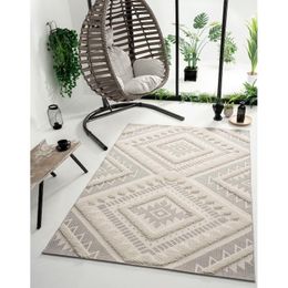 MERINOS Teppich »Kayra 54062« rechteckig 20 mm Höhe Hoch Tief Struktur, Boho Style, Scandic, In- Outdoor geeignet creme Obermaterial: 100%...
