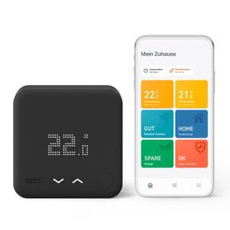 tado Heizkörperthermostat »Starter Kit - Smartes Thermostat V3+ (Verkabelt) Black Edition« Schwarz Auto-Assist: optionales Feature,um die...