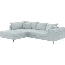 MR. COUCH Ecksofa »Portofino L-Form« 4 Bezugsqualitäten, 13, 5 cm hohe Metall-Profilfüße in matt-schwarz Novaclean Avanti 3 silver