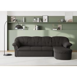 DOMO collection Ecksofa &raquo;Pegnitz, elegante R&uuml;ckensteppung, kompakte Stellma&szlig;e 238/141cm, L-Form&laquo; wahlweise mit Bettfunktion braun 92% Polyester, 8% 