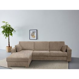 Home Affaire Ecksofa »Roma "L" Dauerschlaffunktion, mit Unterfederung« Matratzenhöhe 14cm, , Liegemaße ca 163x198 cm, L-Form braun
