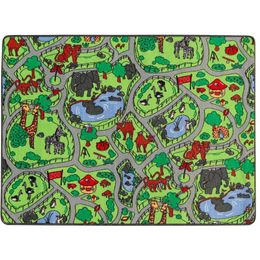 PRIMAFLOR-IDEEN IN TEXTIL Kinderteppich »ZOO, Made in Belgium« rechteckig 5 mm Höhe Straßen-Spiel-Teppich, Kinderzimmer grün Obermaterial: 100%...