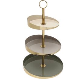 Kayoom Etagere &raquo;Etagere Art Deco 2125&laquo; Handarbeit, 3-Etagen-Servierpalette aus Eisen, bunt lackiert Khaki Mix / Gold
