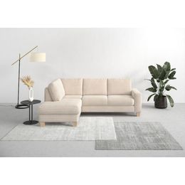 Home Affaire Ecksofa &raquo;Summer L-Form&laquo; mit Ottomane, wahlweise mit Bettfunktion und Bettkasten, Cord-Bezug beige 100% Polyester