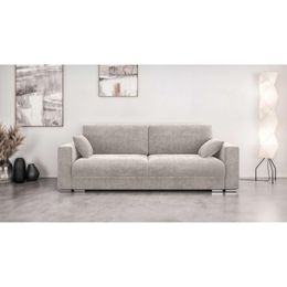 Inosign 3-Sitzer »Stevinson Schlafsofa mit Bettkasten, Maße B/H/T: 229/87/97 cm« mit Wellenunterfederung, 2 Rückenkissen und 2 Zierkissen beige