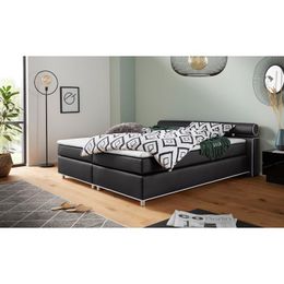 Collection AB Boxspringbett »MELBOURNE« inklusive Topper schwarz/weiß