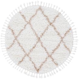 CarpetFine Hochflor-Teppich &raquo;Eddy&laquo; rund 30 mm H&ouml;he Shaggy Langflor mit Fransen, starke Gr&ouml;&szlig;enauswahl, Wohnzimmer beige Obermaterial: 100% Polyester...