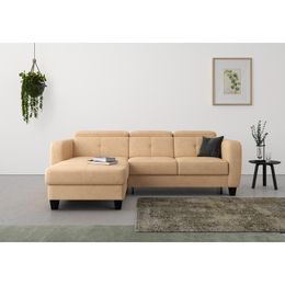 Sit & More sit&more Ecksofa &raquo;Belluci L-Form&laquo; inklusive Federkern, wahlweise mit Bettfunktion und Bettkasten braun