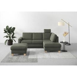 Home Affaire Ecksofa »Summer L-Form« mit Ottomane, wahlweise mit Bettfunktion und Bettkasten, Cord-Bezug olive