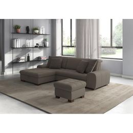 Sit & More SIT&MORE Ecksofa »Luxor L-Form« wahlweise mit Bettfunktion, Bettkasten und Kopfteilverstellung dunkelbeige